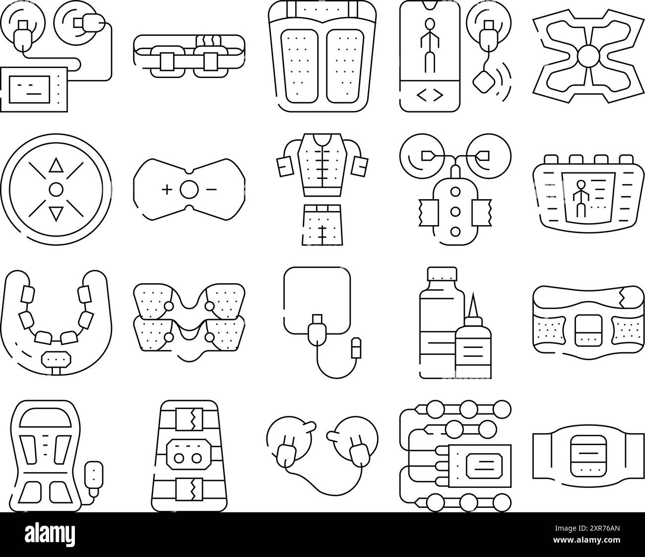 Ems Training Device Collection Icons Set Vector Stock Vector Image ...