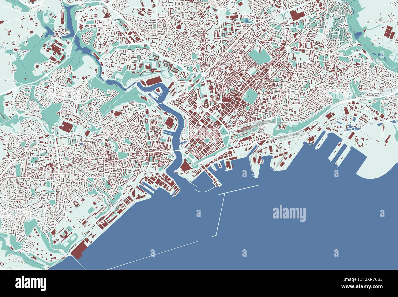 Brest map, France. City map, vector streetmap with buildings and roads ...