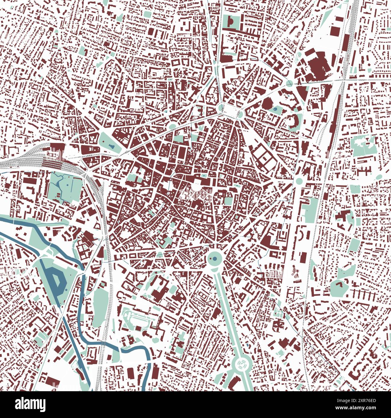 Dijon map, France. City map, vector streetmap with buildings and roads ...