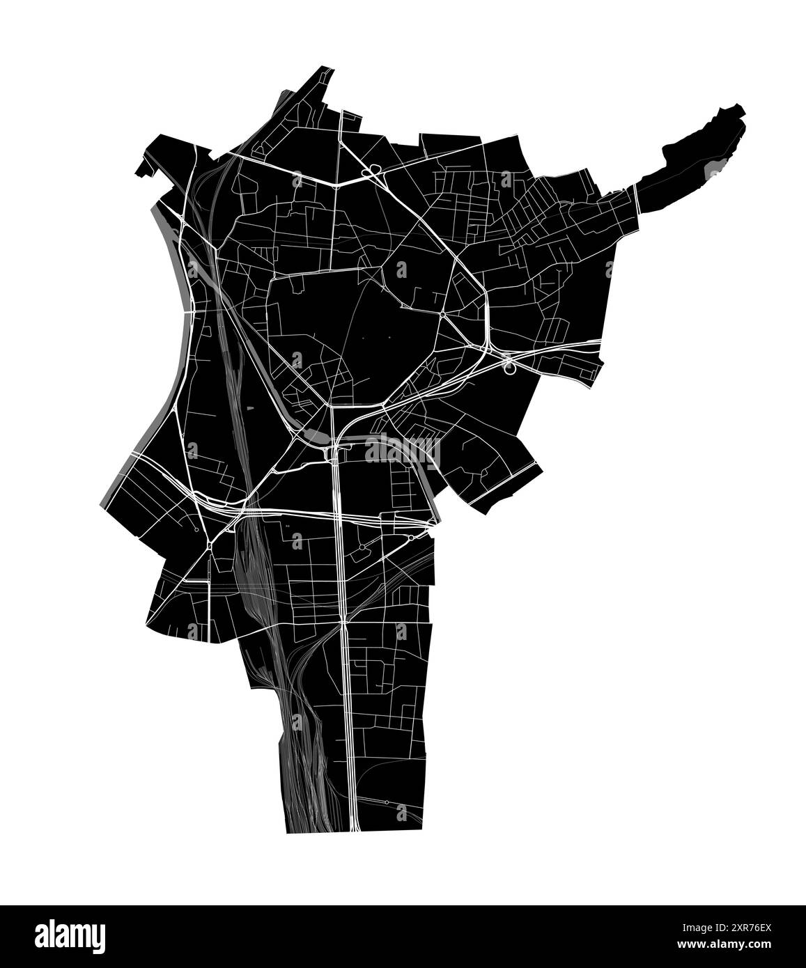 Map of Saint-Denis, France. Detailed city vector map, metropolitan area ...