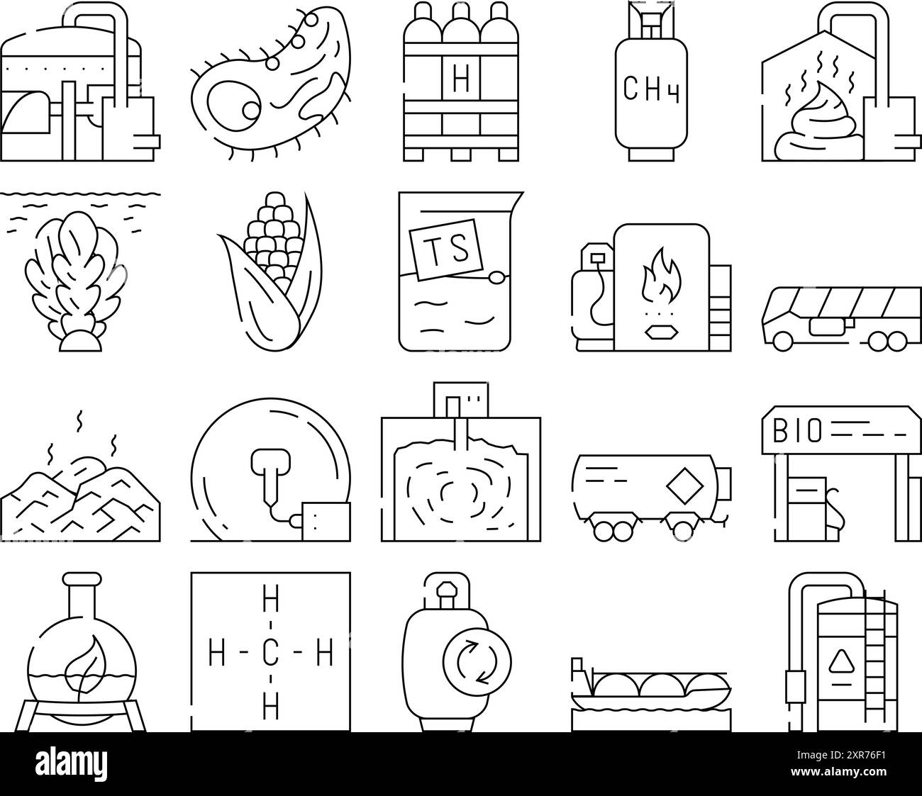 Biogas Energy Fuel Collection Icons Set Vector Stock Vector Image & Art ...