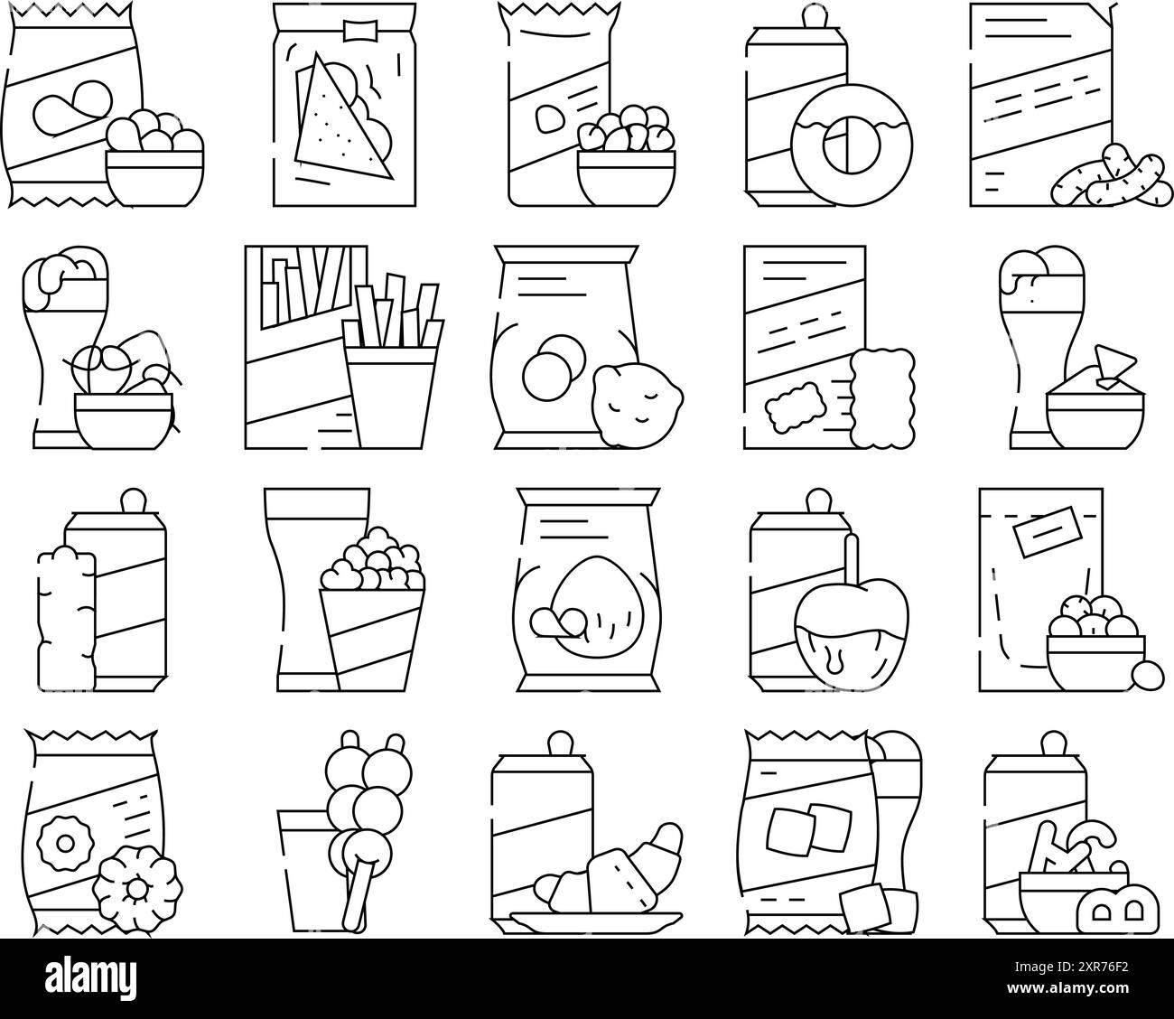 Snacks Food And Drink Collection Icons Set Vector Stock Vector Image ...