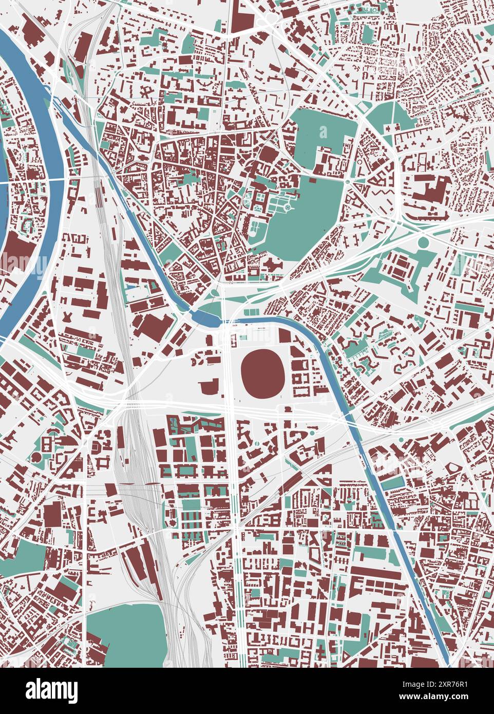 Saint-Denis map, France. City map, vector streetmap with buildings and ...