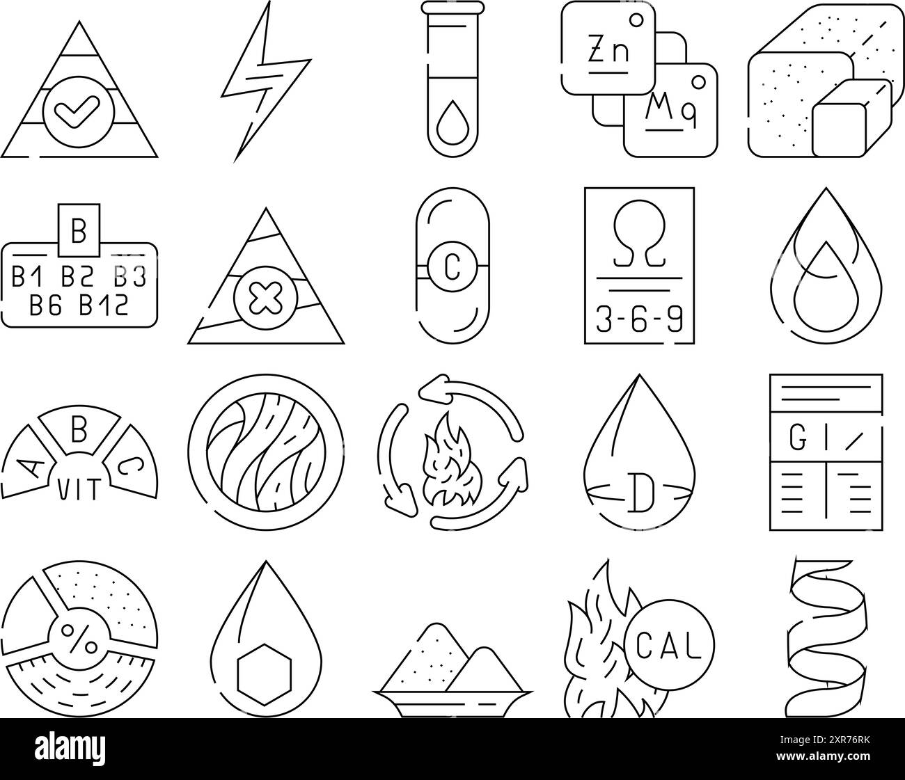 Nutrition Facts Diet Collection Icons Set Vector Stock Vector Image ...