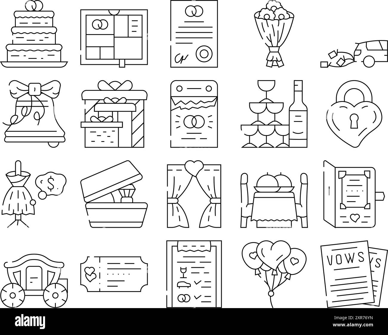 Wedding Day Accessory Collection Icons Set Vector Stock Vector Image ...