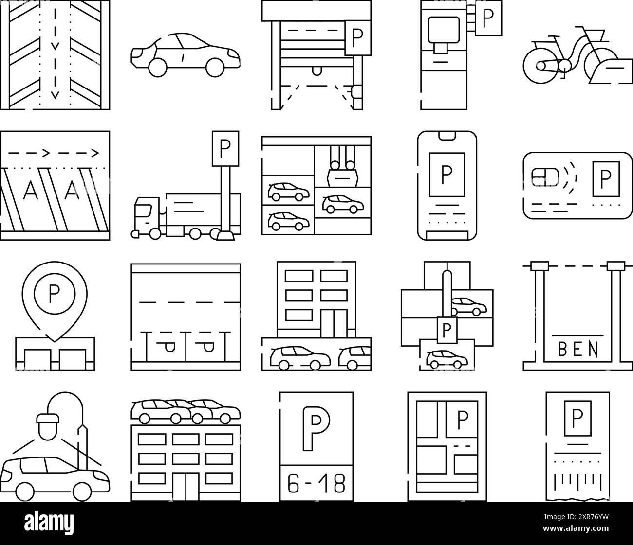 Parking Transport Collection Icons Set Vector Stock Vector Image & Art ...