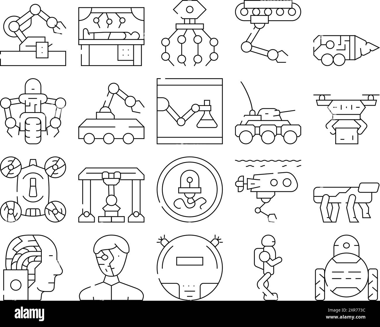 Robot Future Electronic Equipment Icons Set Vector Stock Vector Image ...