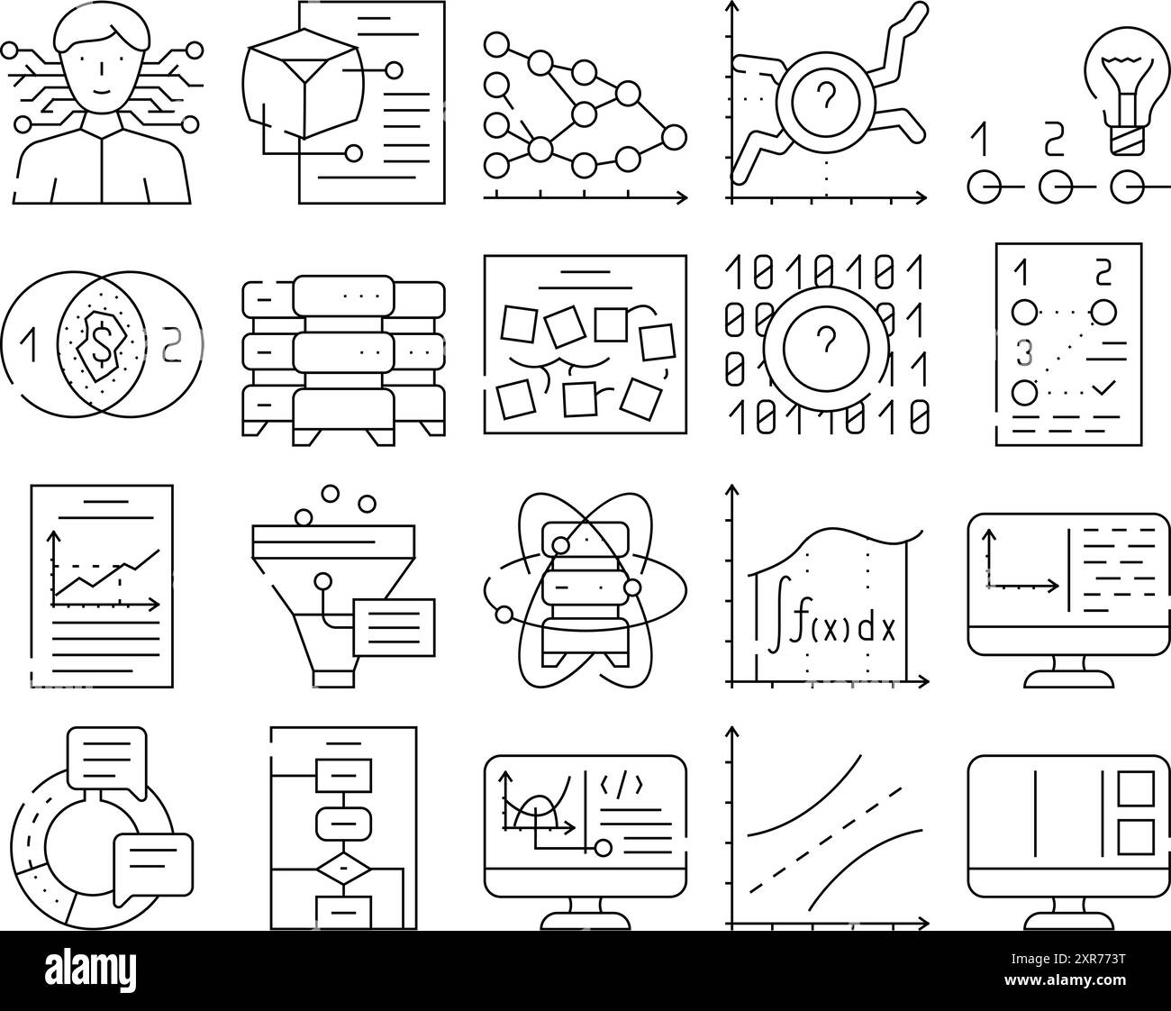 Data Science Innovate Technology Icons Set Vector Stock Vector Image ...