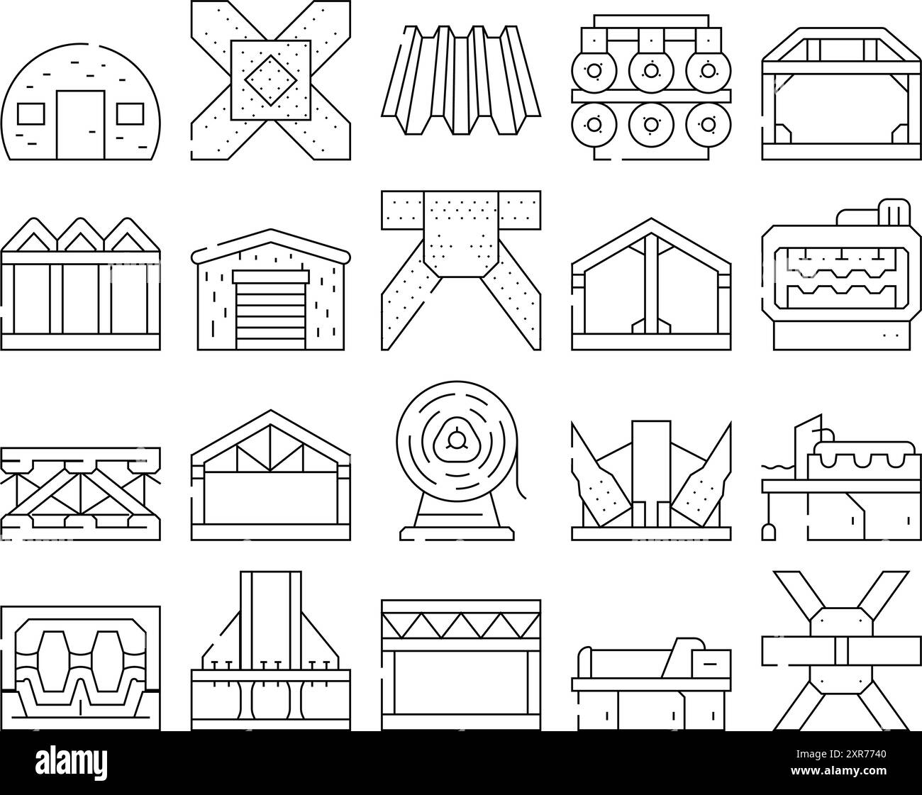 Self-framing Metallic Building Icons Set Vector Stock Vector Image ...