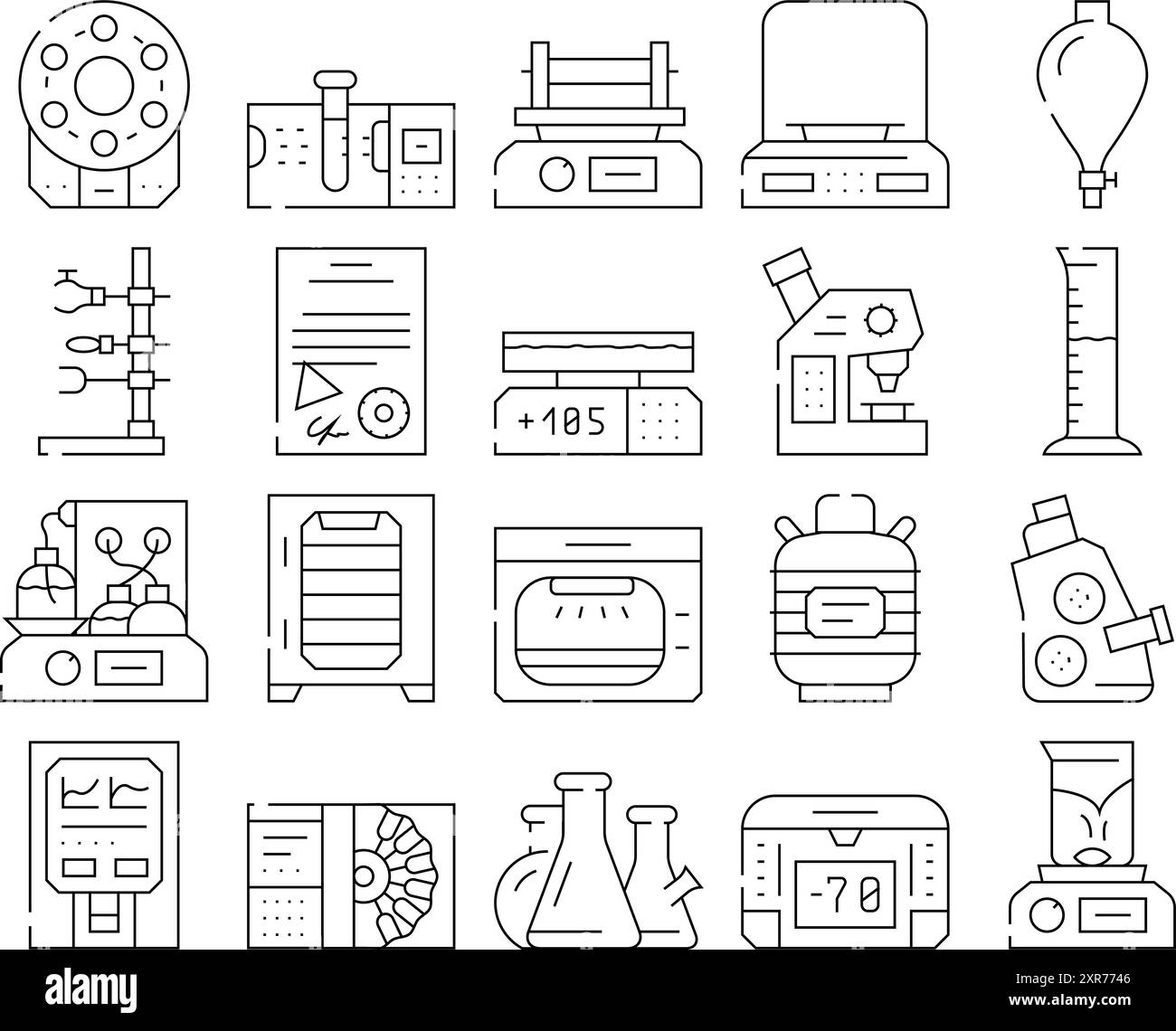 Laboratory Equipment For Analysis Icons Set Vector Stock Vector Image ...