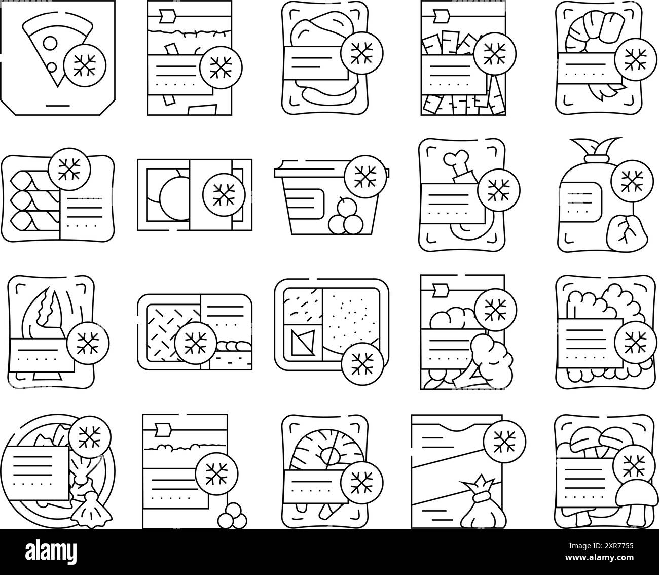 Frozen Food Storage Packaging Icons Set Vector Stock Vector Image & Art ...