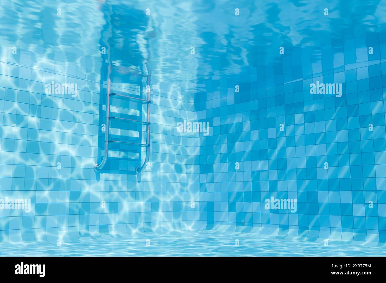 3d rendering of an underwater view of a serene swimming pool corner ...