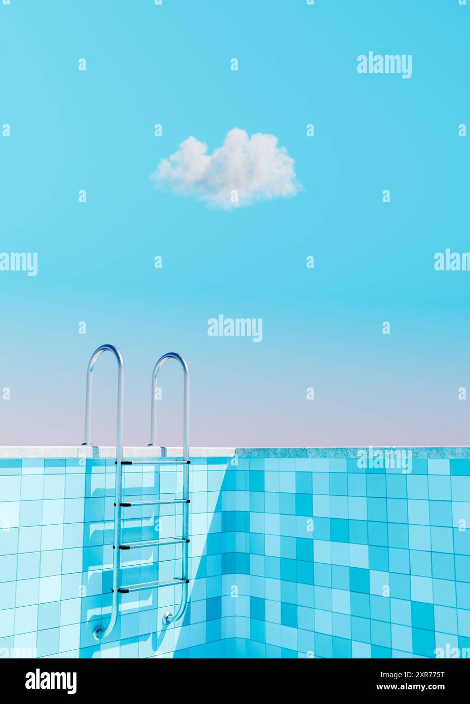 3d rendering of a minimalist empty swimming pool corner with a shiny ...