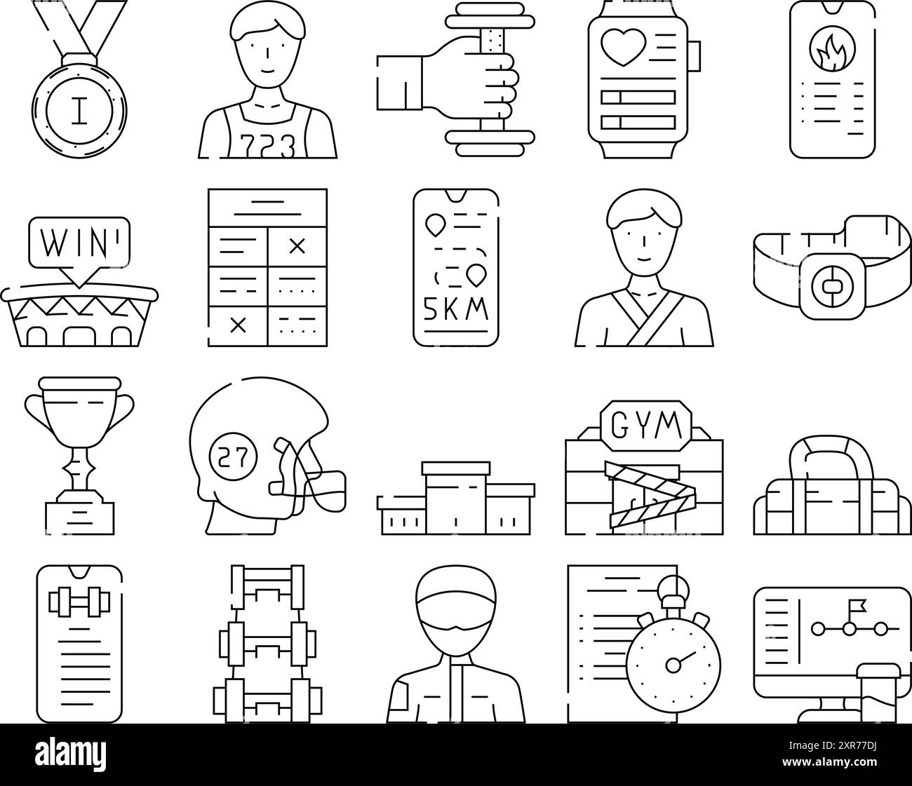 Athlete Sport Equipment And Award Icons Set Vector Stock Vector Image ...