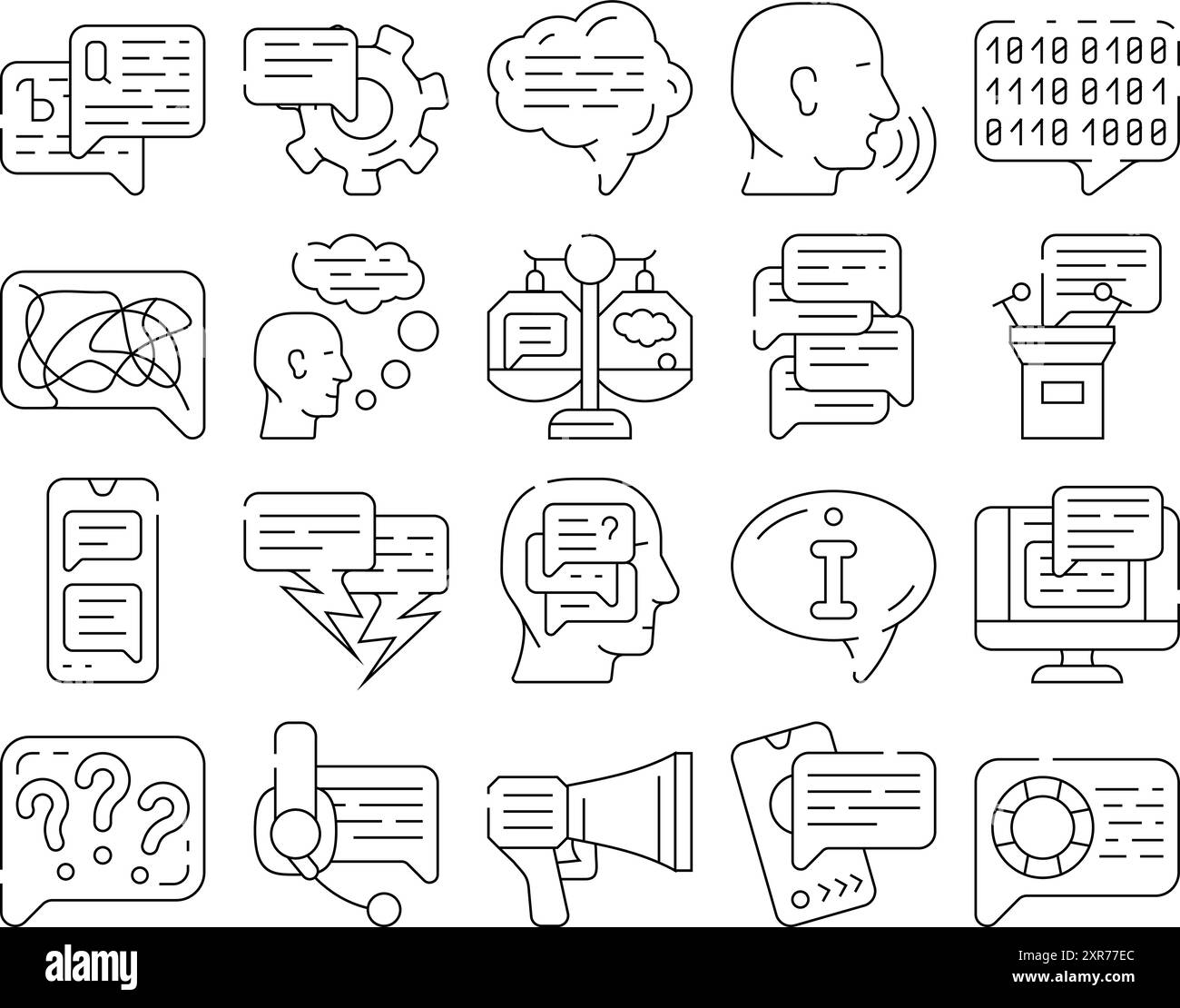 Speak Conversation And Discussion Icons Set Vector Stock Vector Image ...