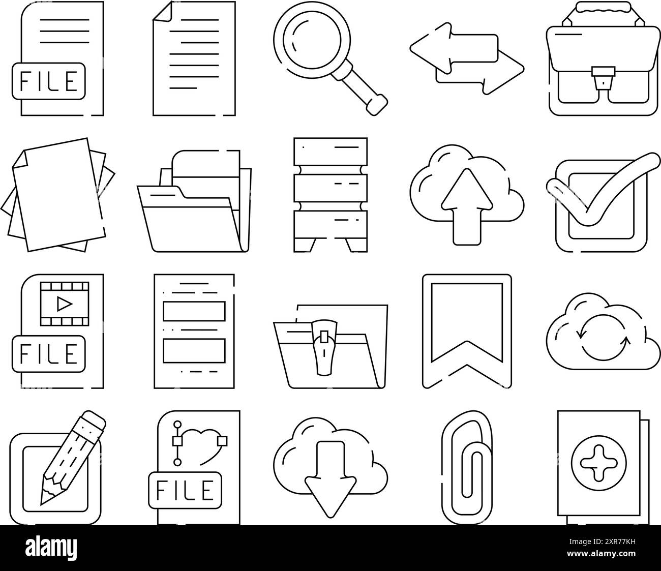 File Computer Digital Document Icons Set Vector Stock Vector Image ...