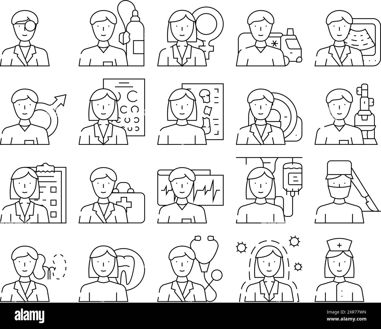 Medical speciality health treat icons set vector dentist and oculist hi ...