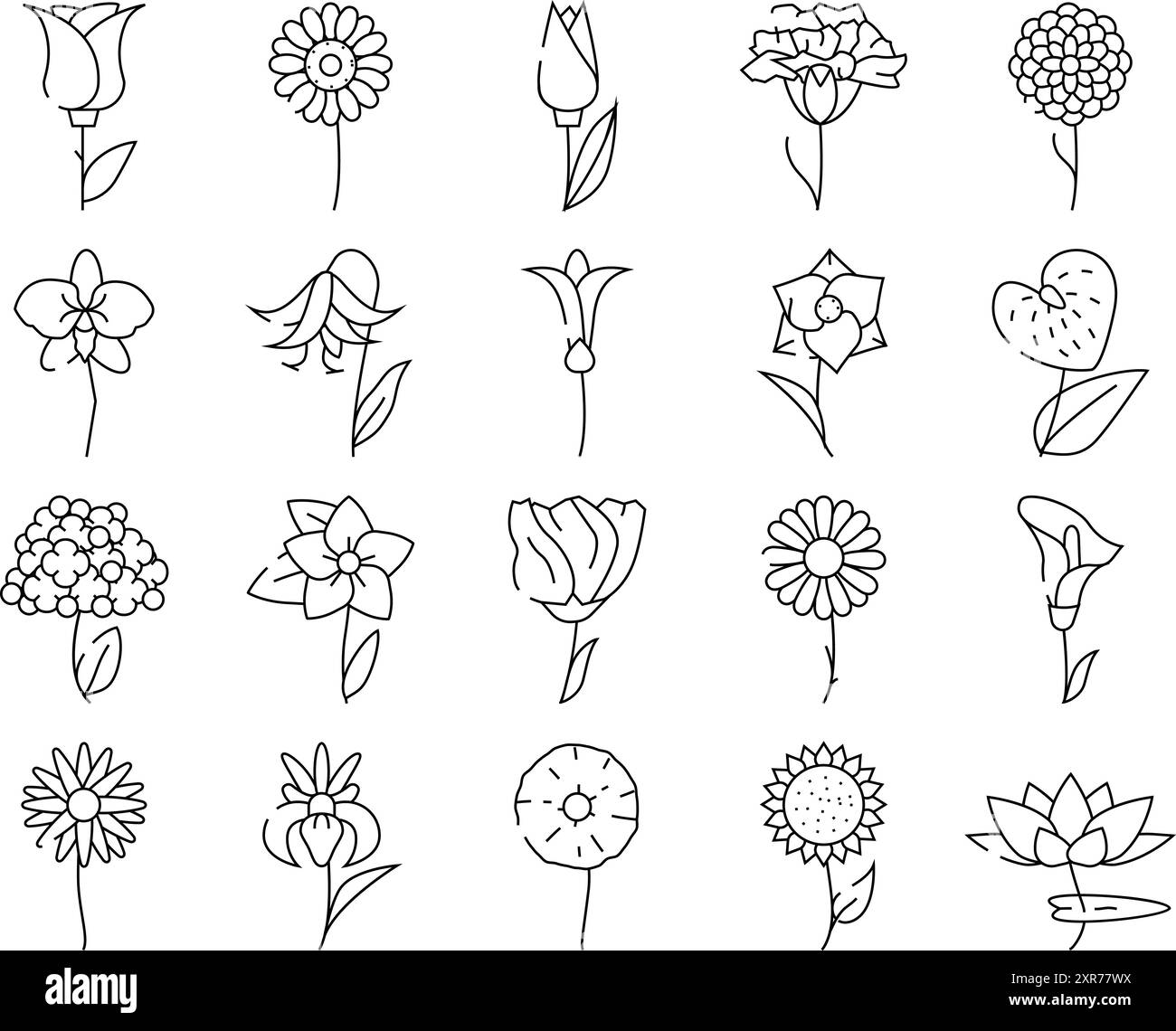 Flower Natural Aromatic Plant Icons Set Vector Stock Vector Image & Art ...