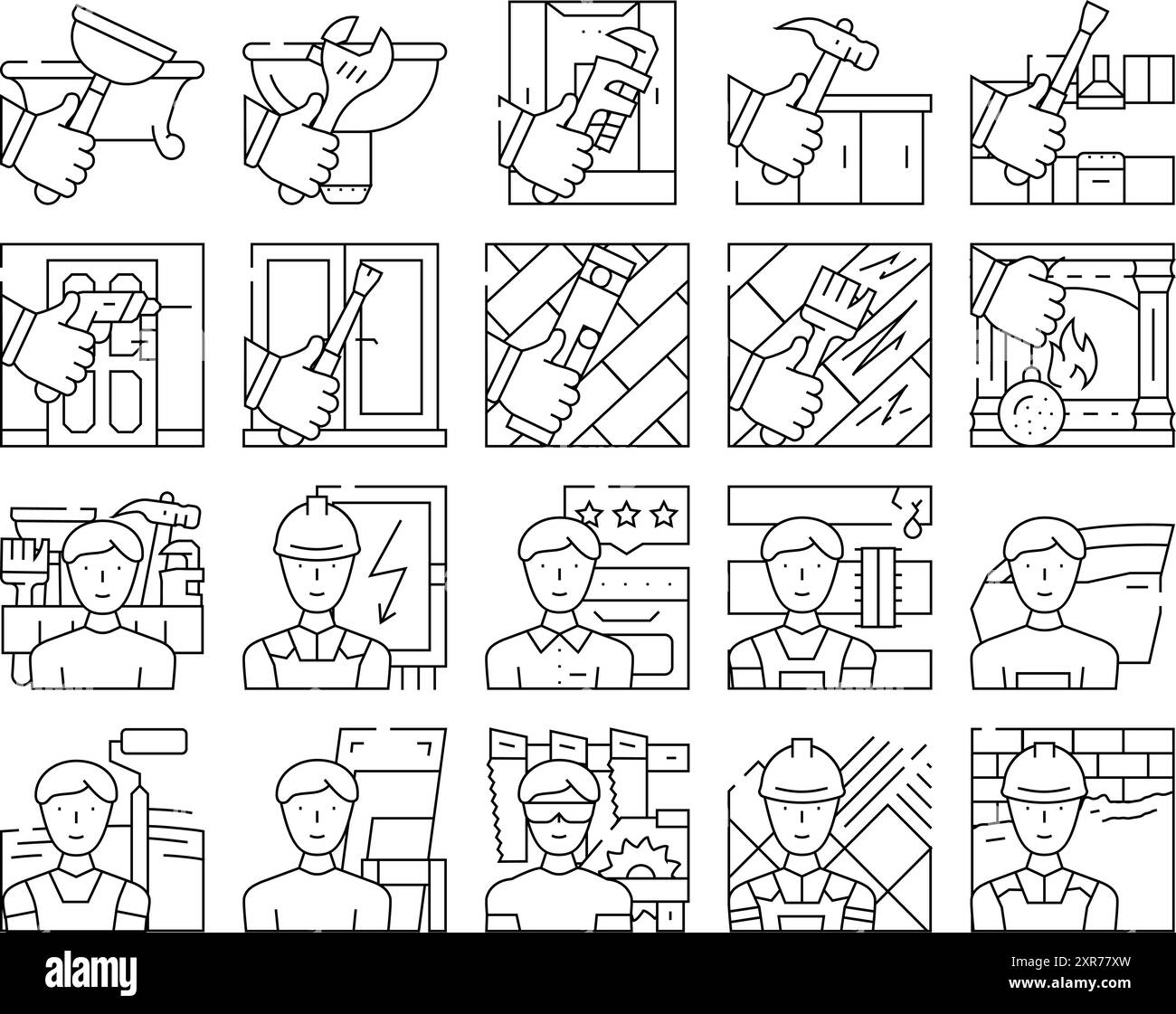 Repair And Maintenance Service Icons Set Vector Stock Vector Image ...