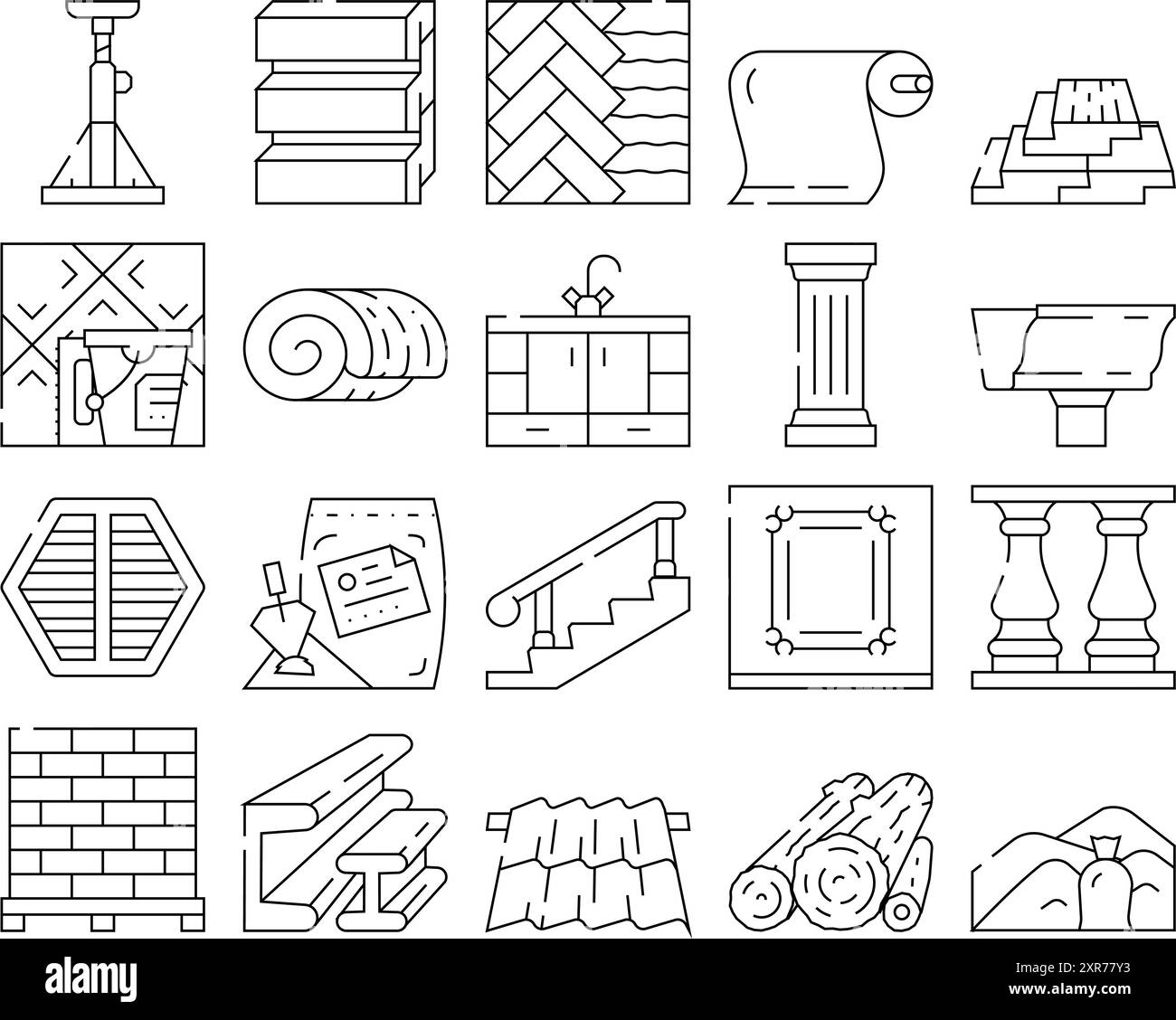 Building Materials And Supplies Icons Set Vector Stock Vector Image ...