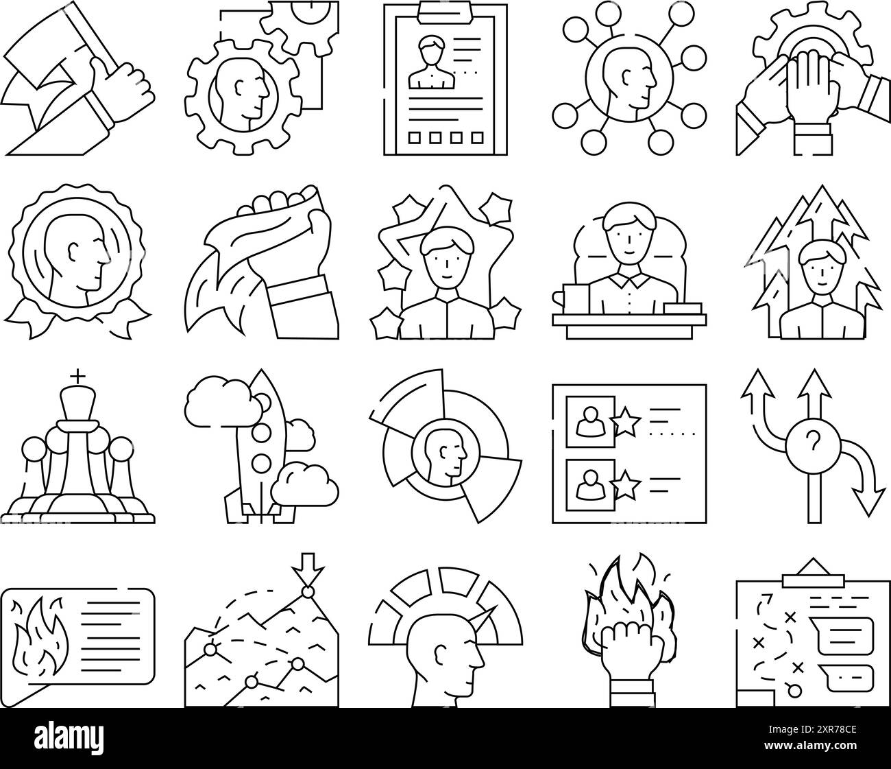 Businessman item line icons Black and White Stock Photos & Images - Alamy