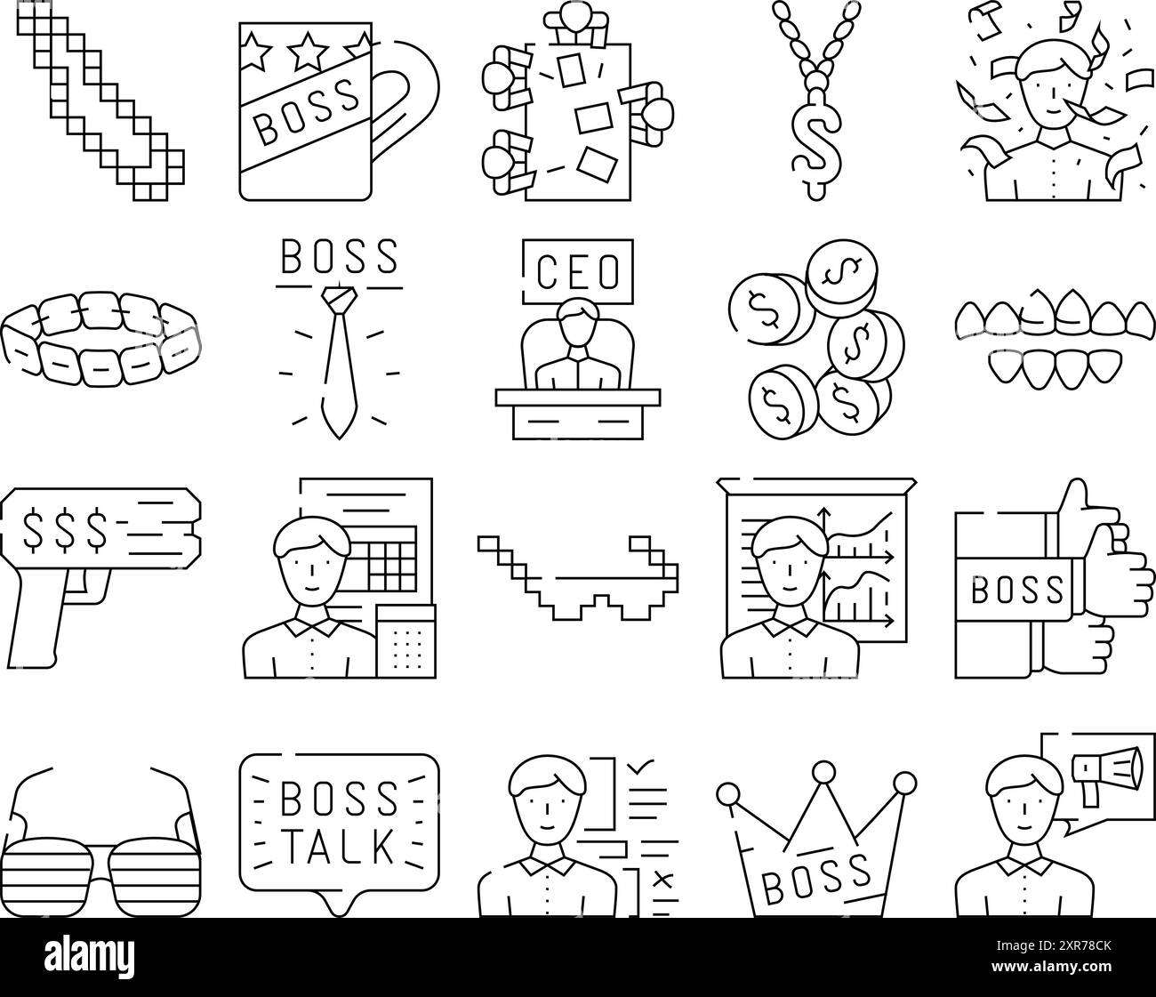 Businessman item line icons Black and White Stock Photos & Images - Alamy