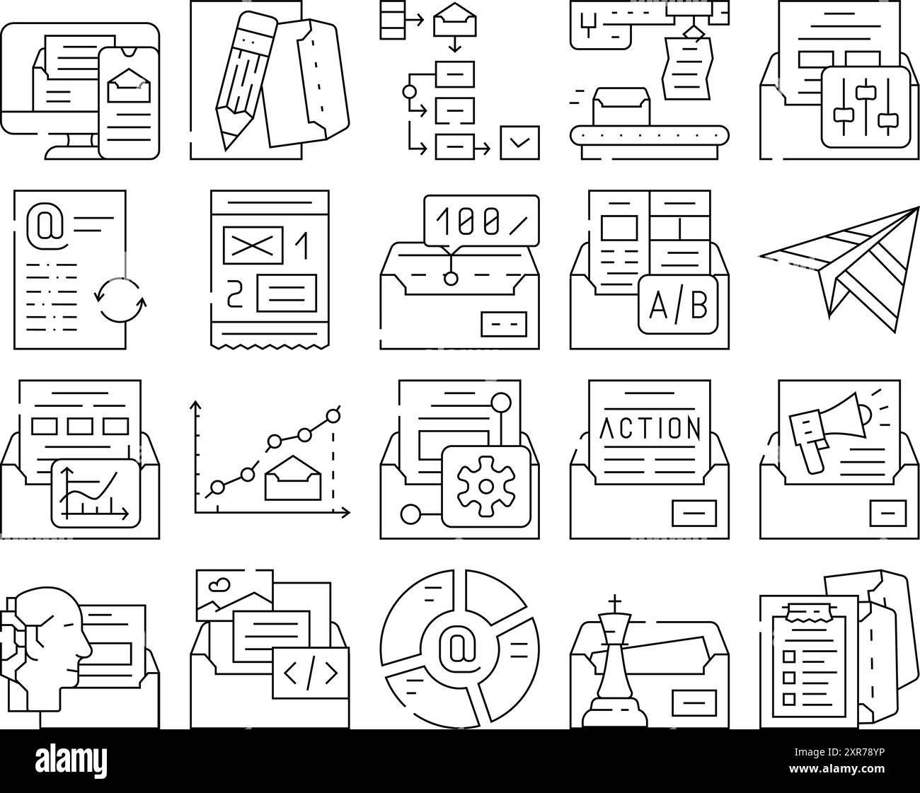 Email Marketing And Advertisement Icons Set Vector Stock Vector Image ...