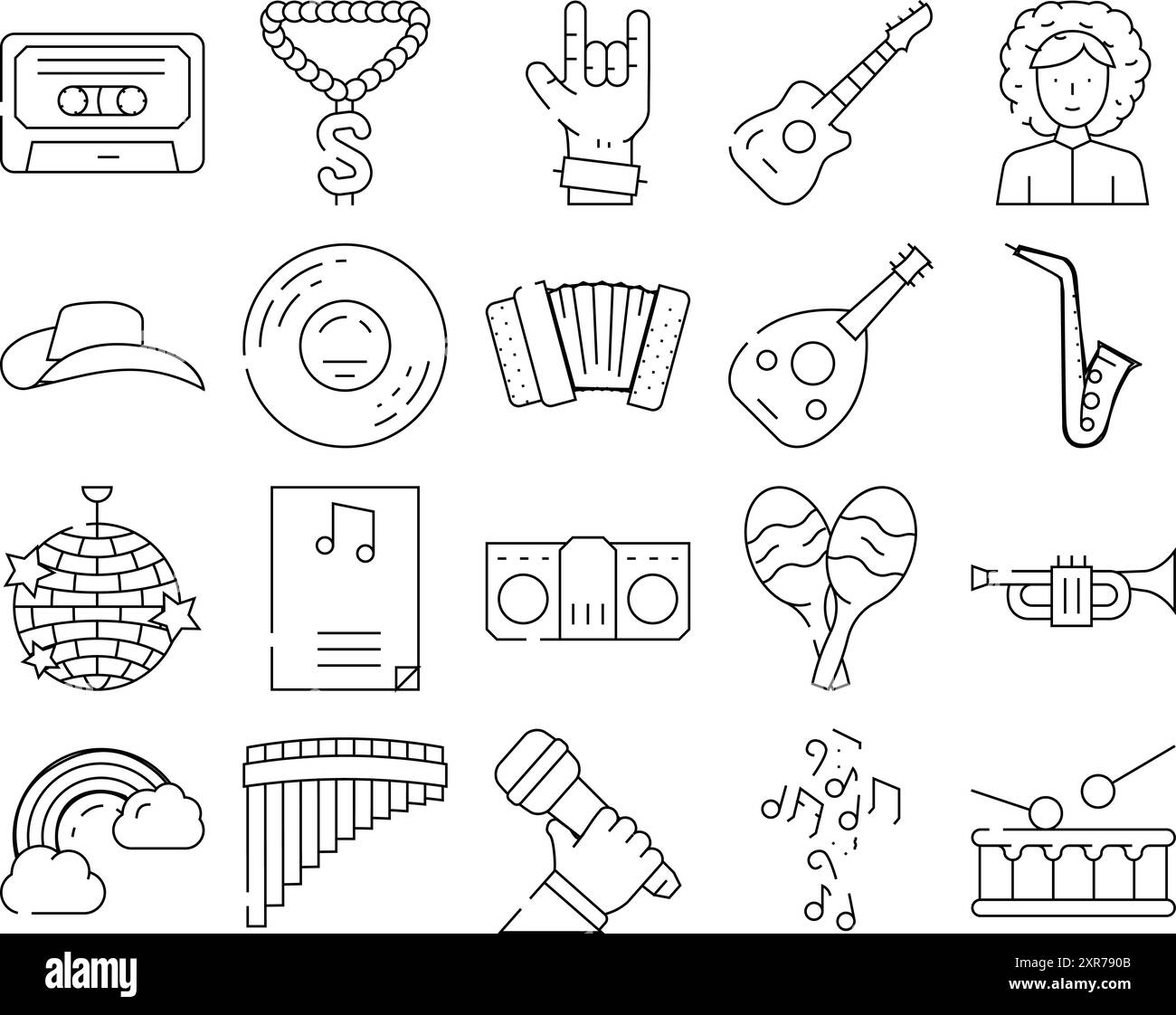 Music Genres Audio Performance Icons Set Vector Stock Vector Image ...