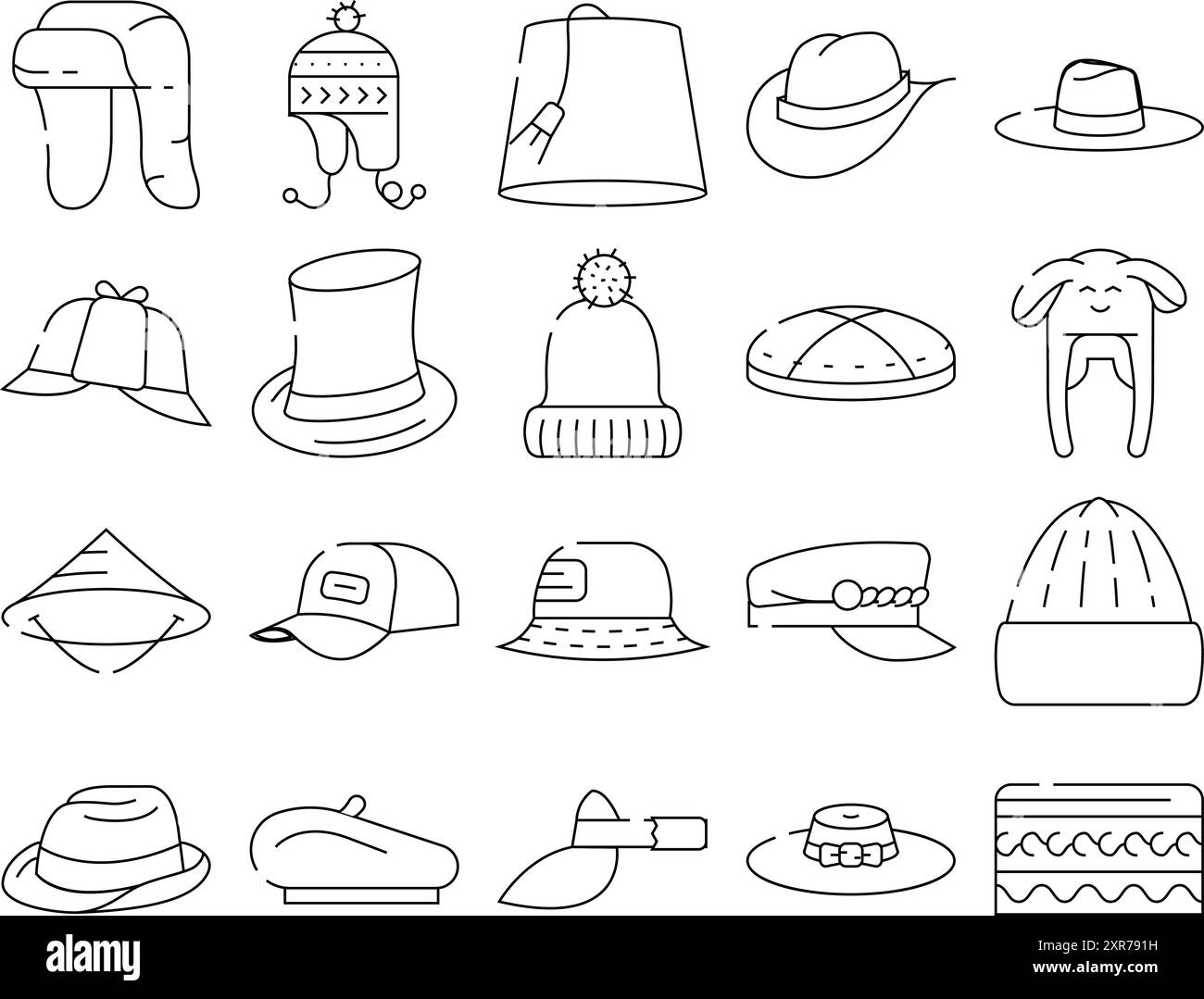 Headgear Stylish Head Clothes Icons Set Vector Stock Vector Image & Art ...