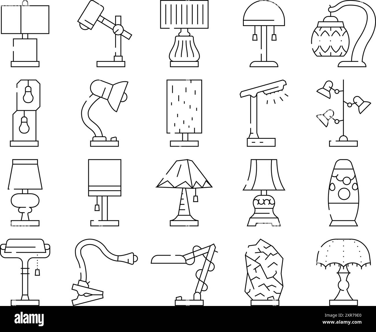 Lamp Equipment For Illuminate Icons Set Vector Stock Vector Image & Art ...