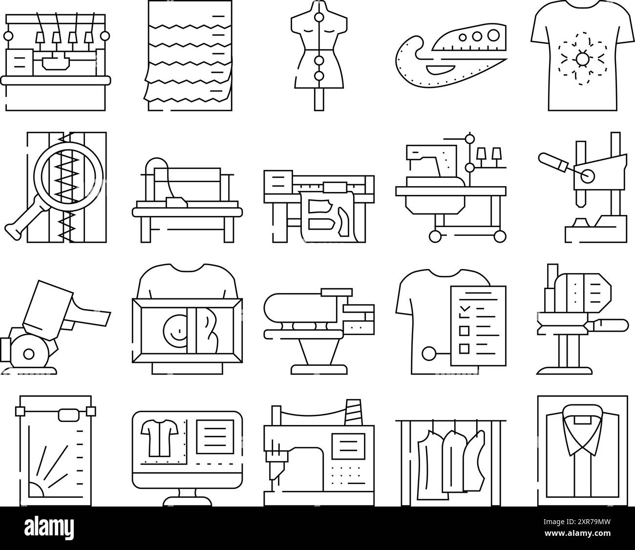 factory sewing sew machine icons set vector Stock Vector Image & Art ...