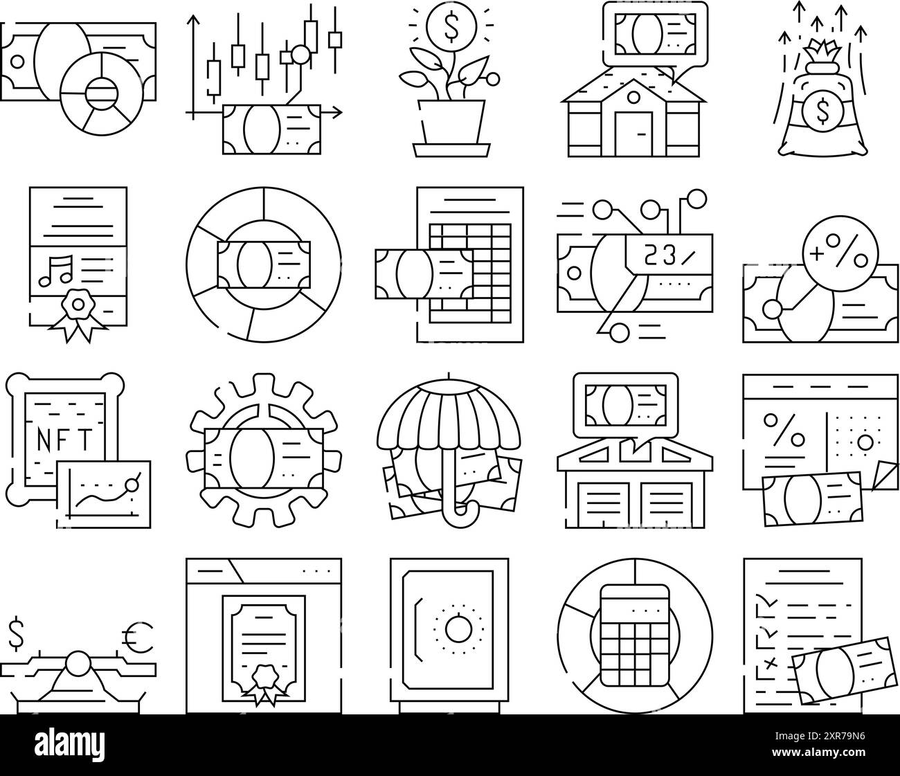 asset management digital business icons set vector Stock Vector Image ...