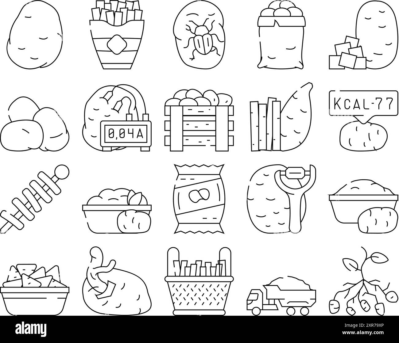potato vegetable food fresh icons set vector Stock Vector Image & Art ...
