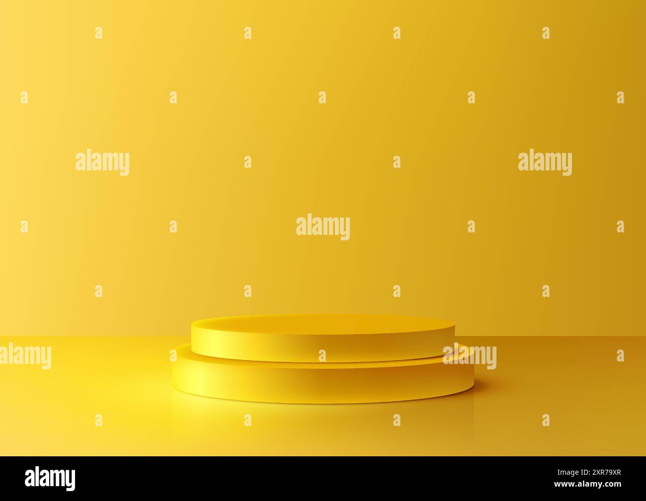 Modern 3D Scene with Large and Small Cylindrical Yellow Platforms or ...