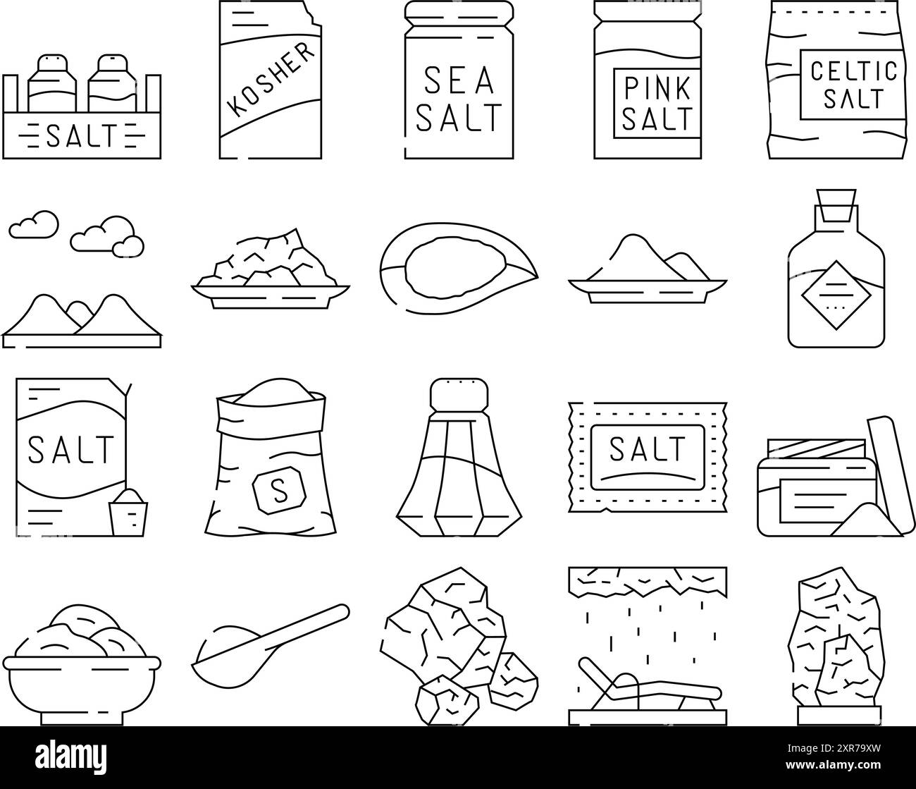 salt sea food crystal powder icons set vector Stock Vector Image & Art ...