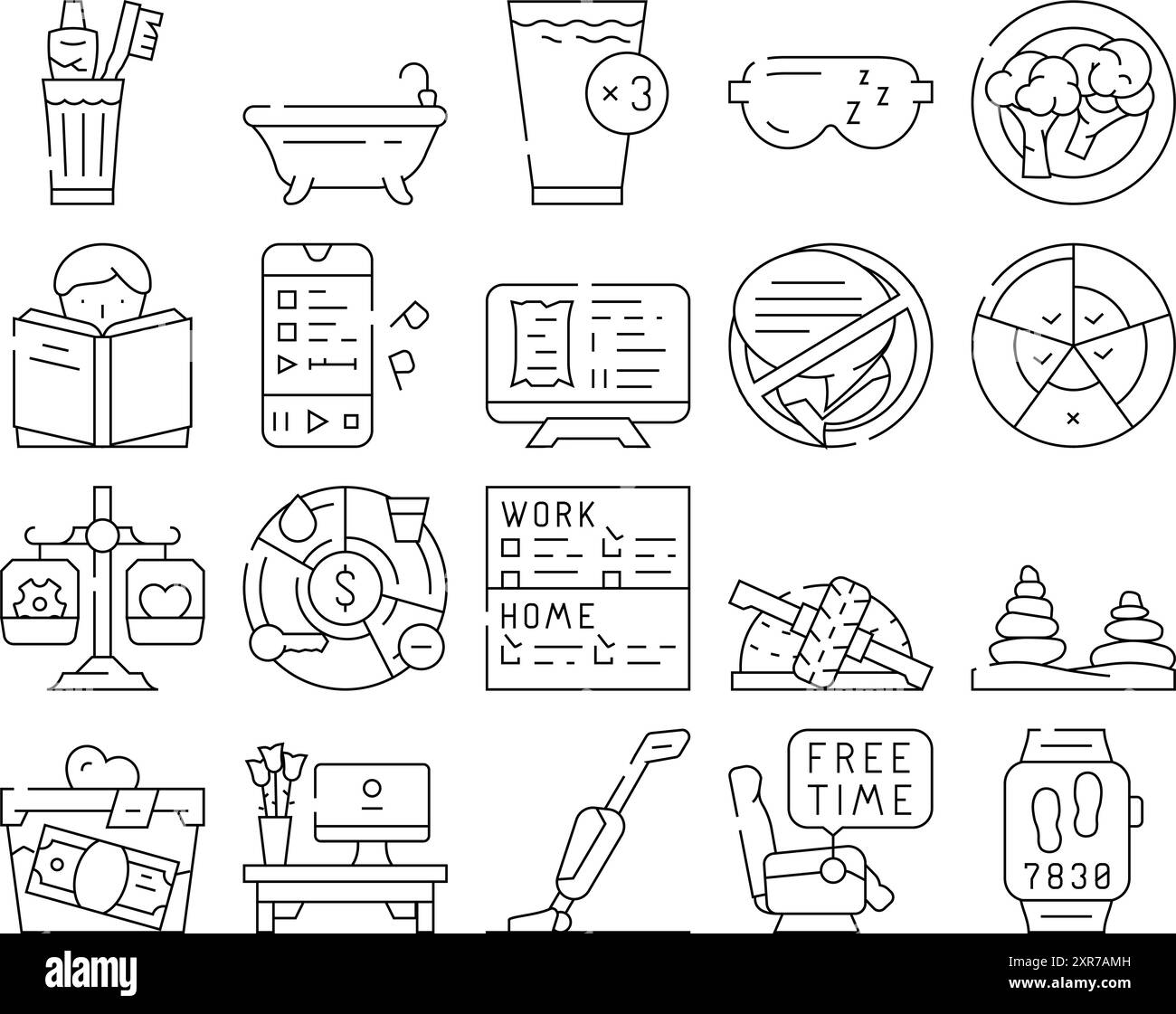 Self Care Procedure And Life Task Icons Set Vector Stock Vector Image ...
