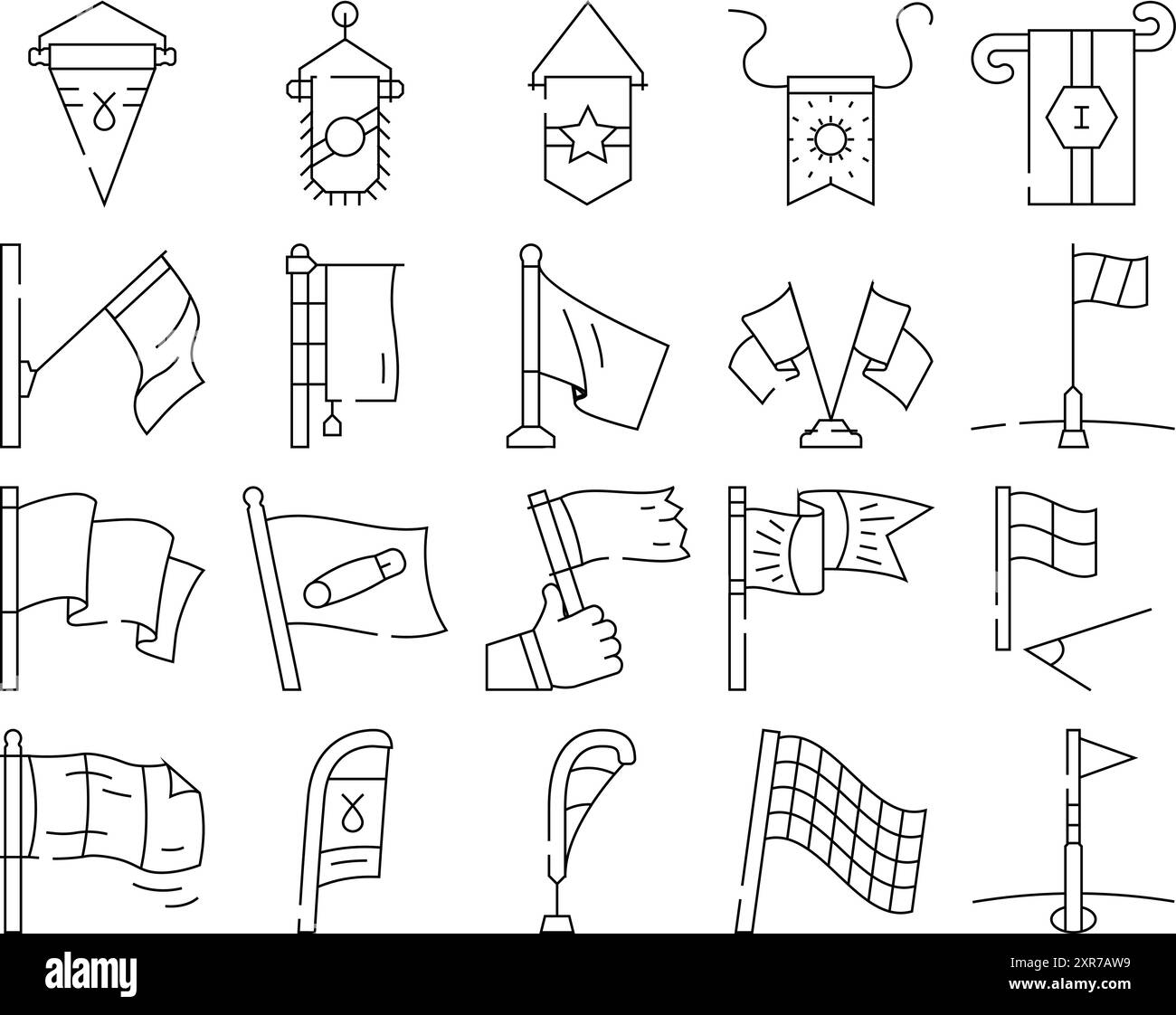 Flag start web pennant map icons set vector banner symbol hi-res stock ...