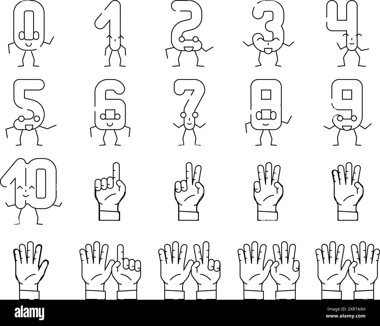 number character cute icons set vector Stock Vector Image & Art - Alamy