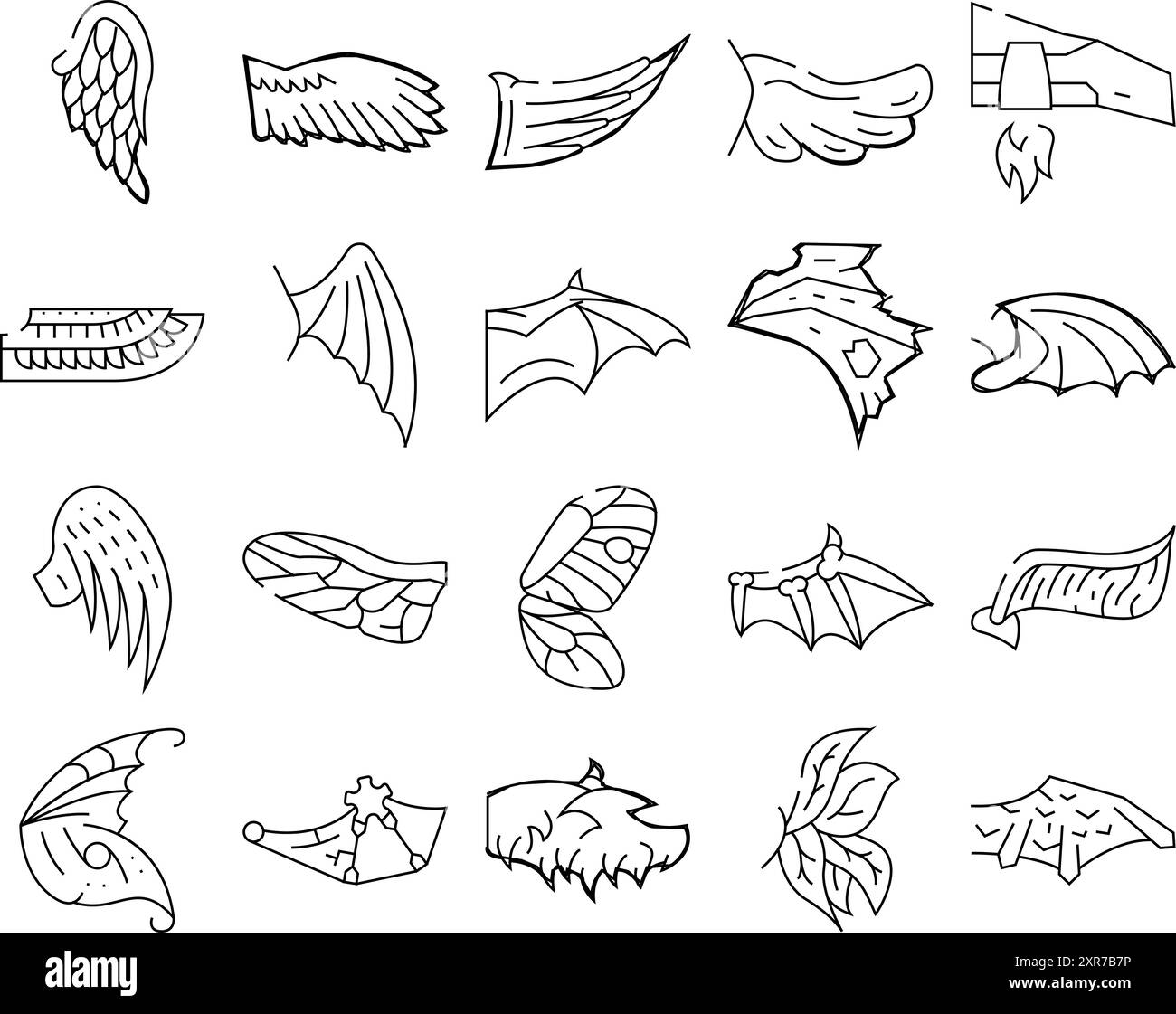 Wing Fly Animal, Bird And Insect Icons Set Vector Stock Vector Image ...