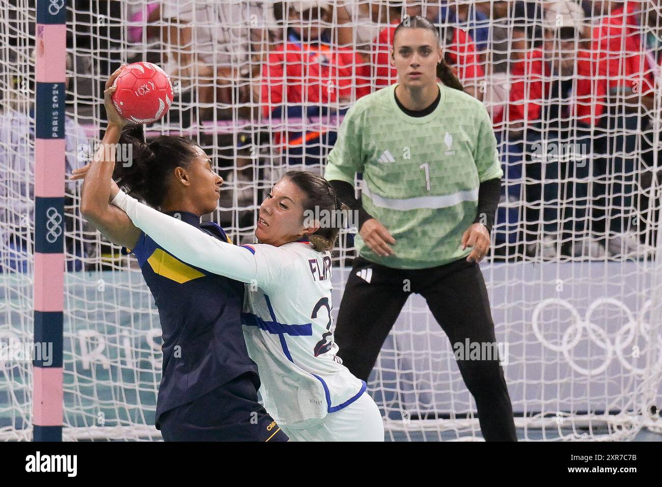 France right back Laura Flippes (20), France goalkeeper Laura Glauser ...