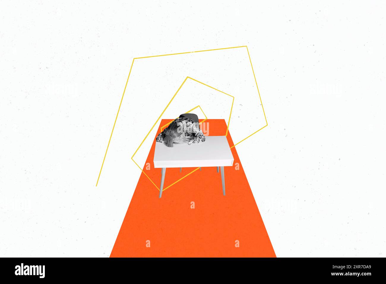 Creative image picture mature woman fall asleep spiral overwhelmed ...