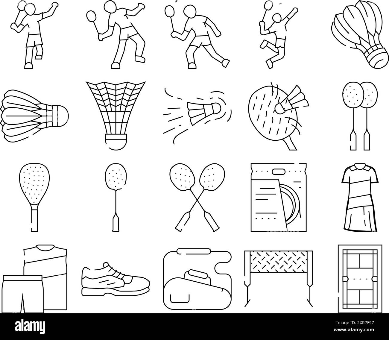 badminton shuttlecock competition icons set vector Stock Vector Image ...