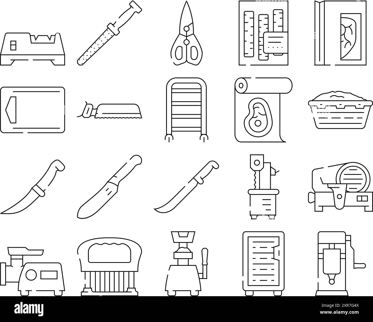 butcher meat food beef butchery icons set vector Stock Vector Image ...