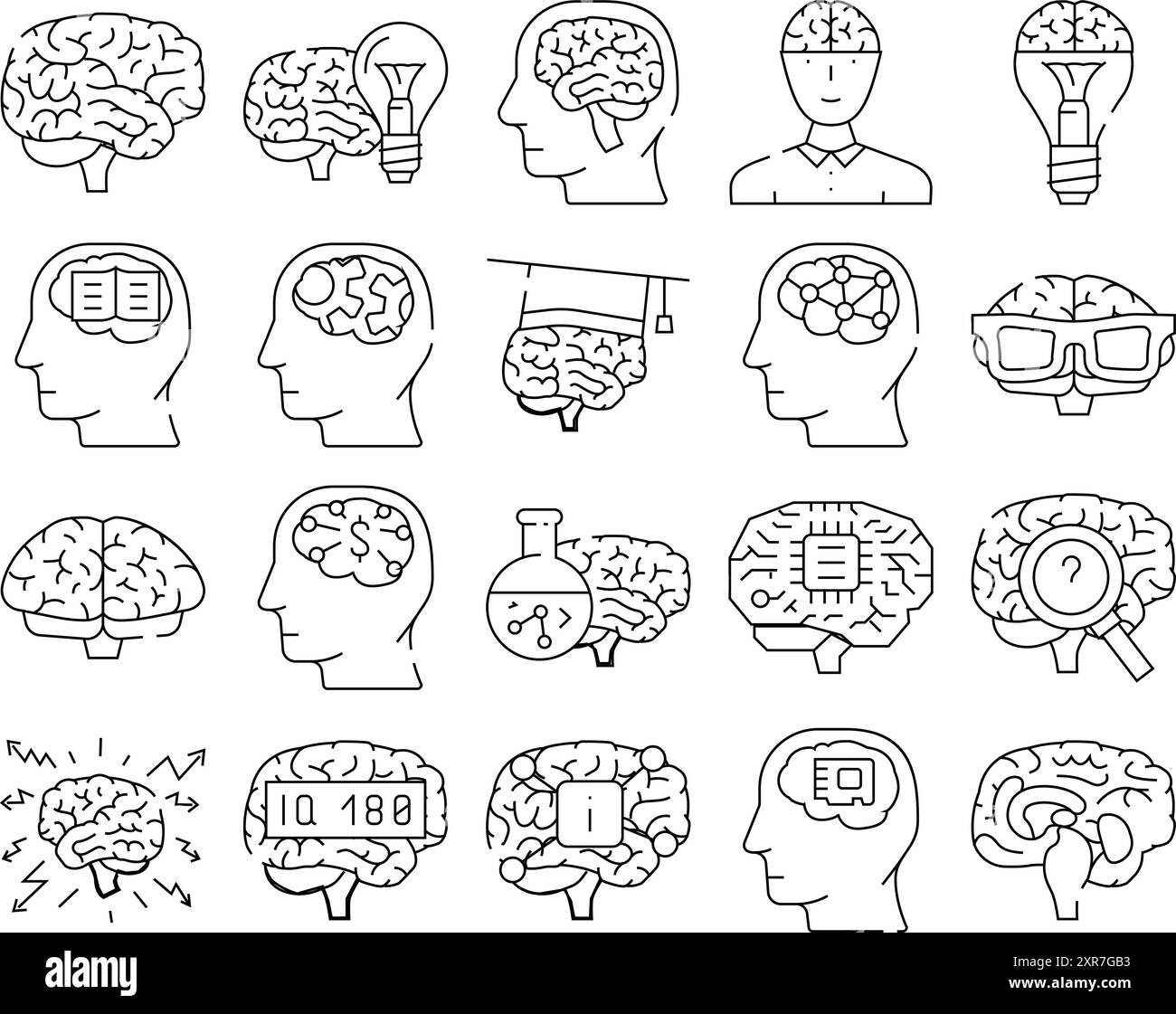 brain mind human head icons set vector Stock Vector Image & Art - Alamy