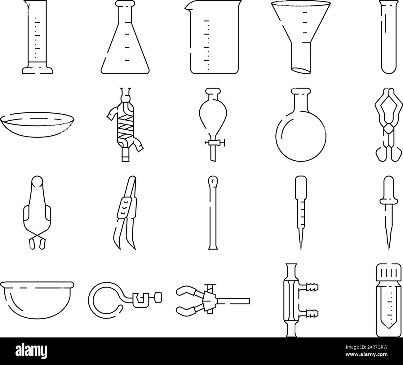 chemistry laboratory flask test icons set vector Stock Vector Image ...