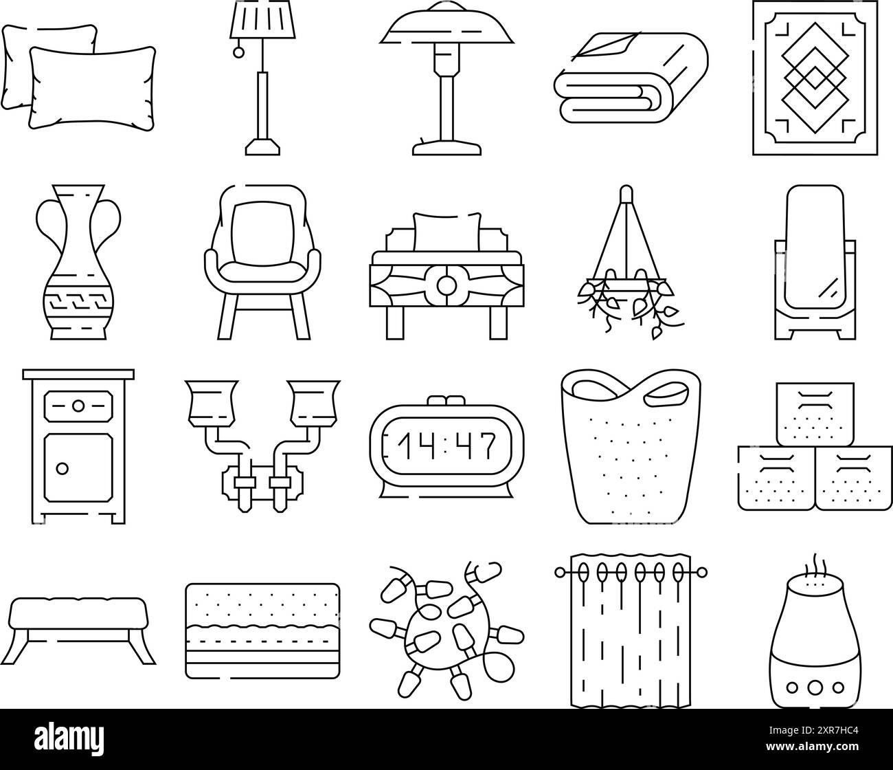 bedroom house home bed interior icons set vector Stock Vector Image & Art - Alamy