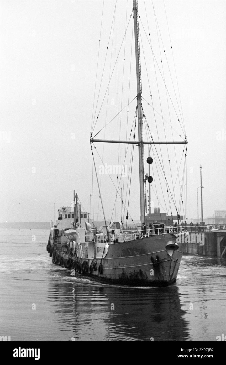 Ship Mi Amigo, sailing under the flag of Panama, base of pirate channel ...