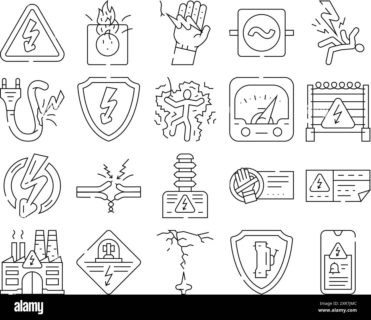 electrical danger voltage icons set vector Stock Vector Image & Art - Alamy