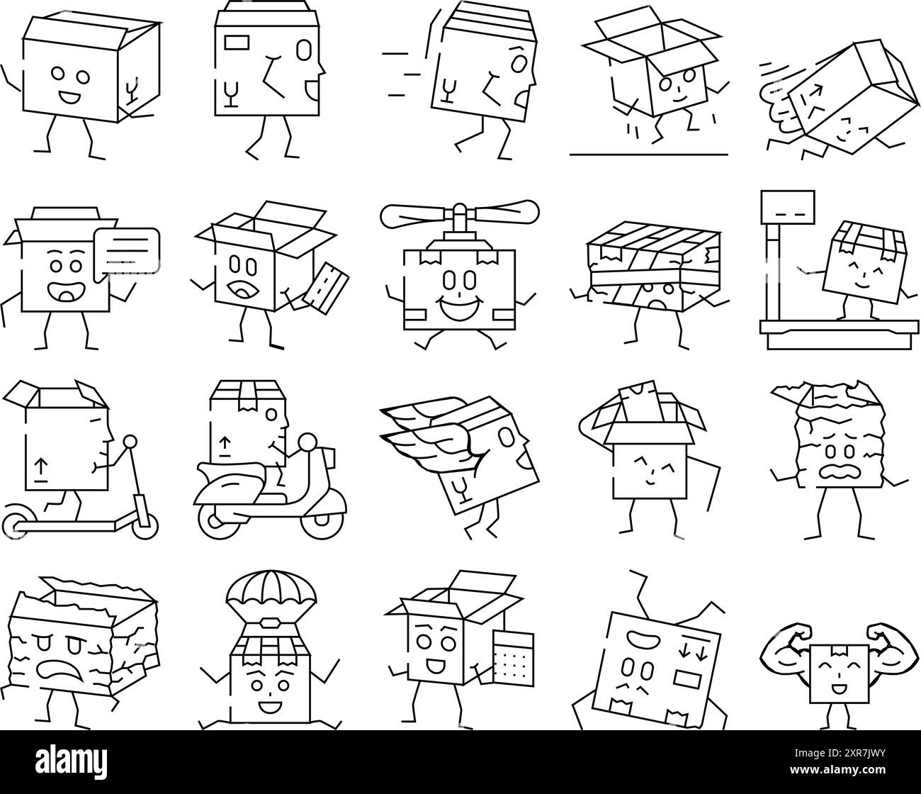 Cardboard box character fast Black and White Stock Photos & Images - Alamy