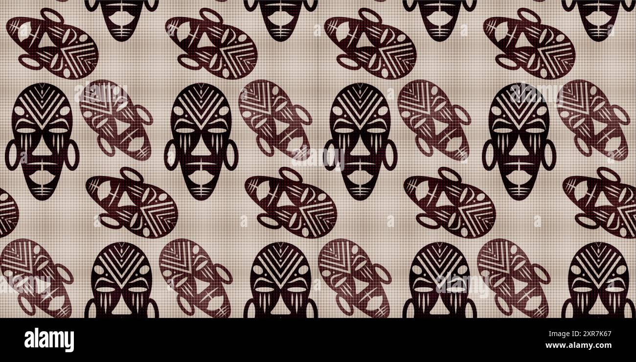 Seamless African background, ethnic tribal mask pattern, Primitive ...